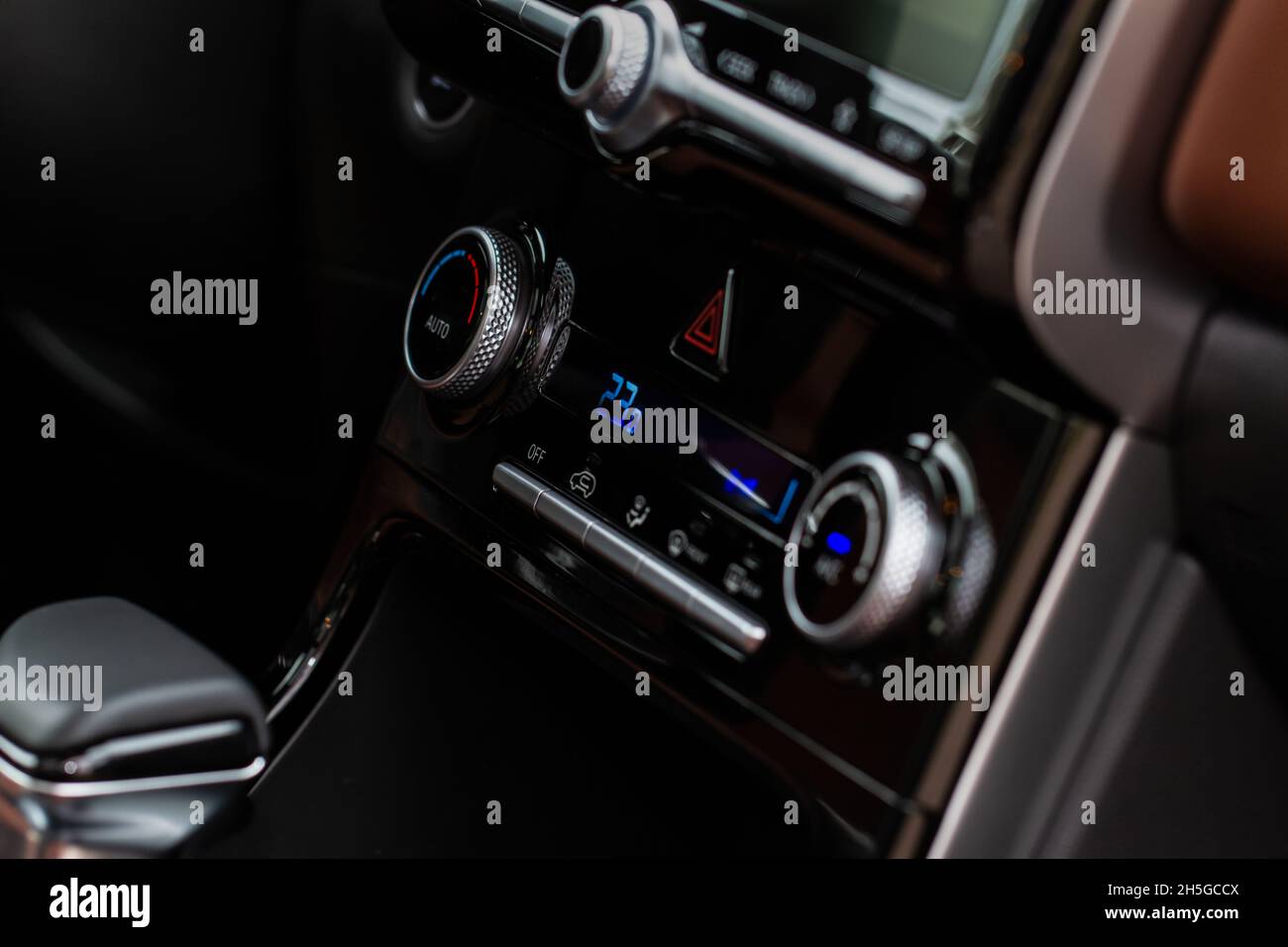 Digital control panel car air conditioner dashboard. Modern car ...