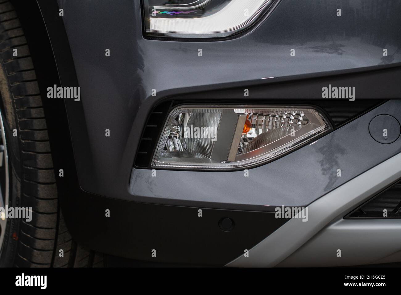 Modern SUV car fog light. Close up of modern led car fog light Stock ...