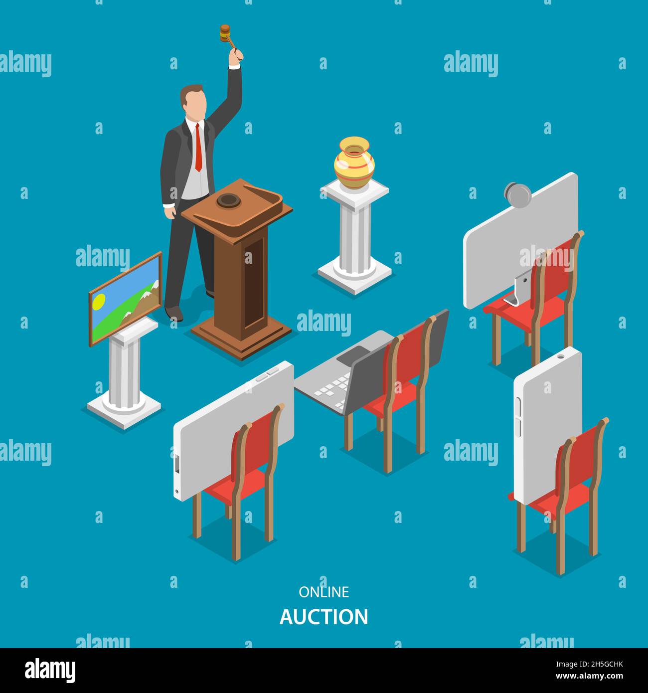 Online auction isometric flat vector concept Stock Vector Image & Art ...