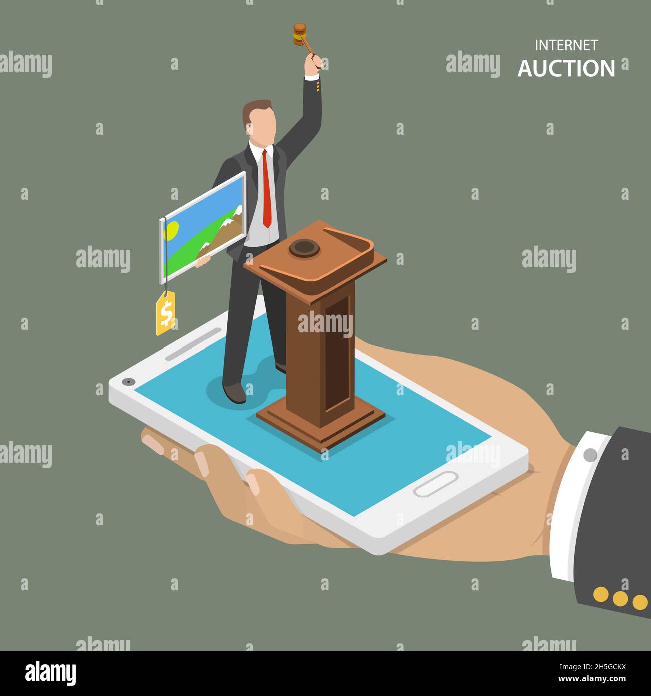 Internet auction isometric flat vector concept Stock Vector Image & Art ...
