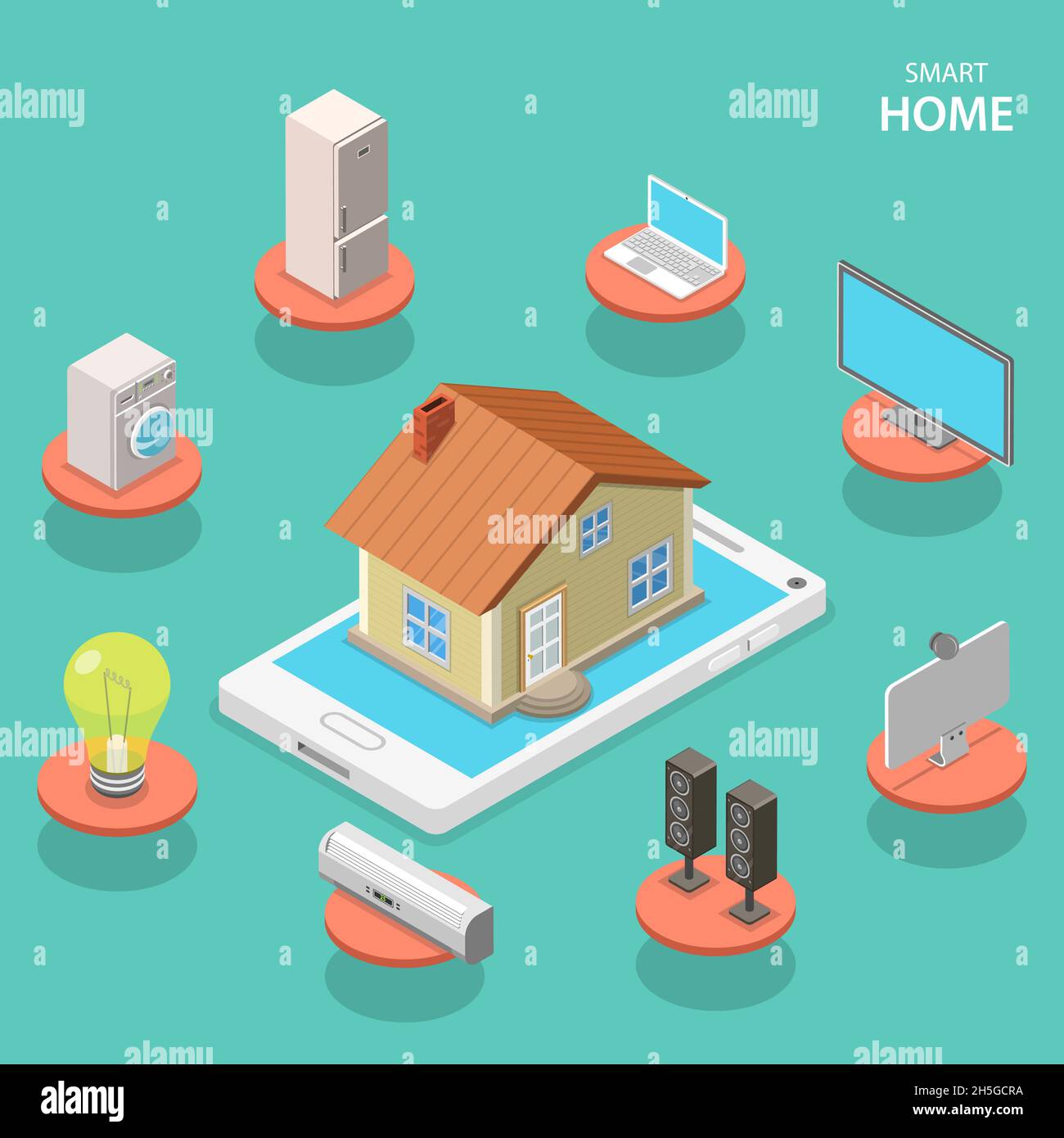 Smart house isometric flat vector concept Stock Vector Image & Art - Alamy