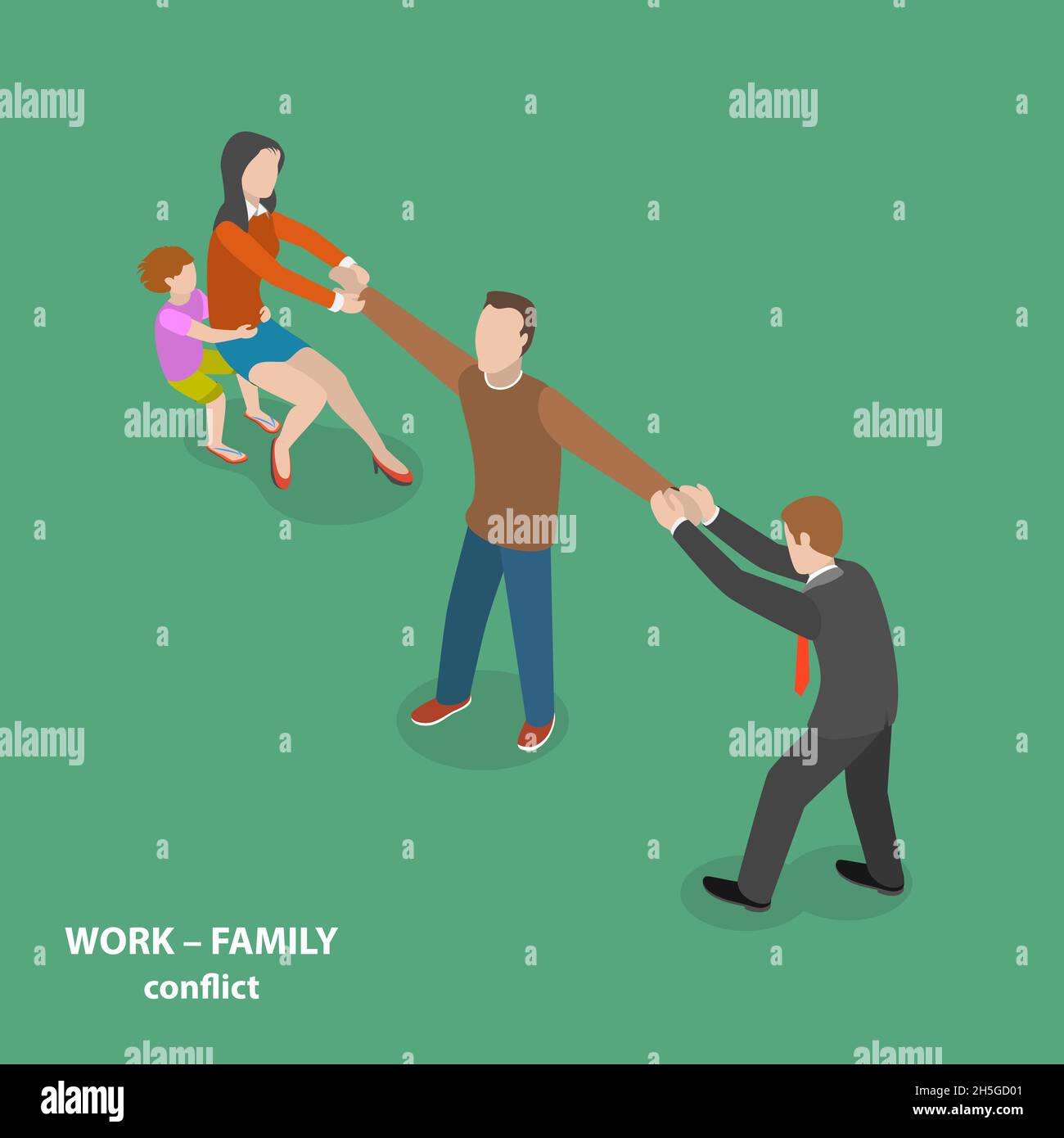 Work-family conflict vector flat isometric concept Stock Vector Image ...