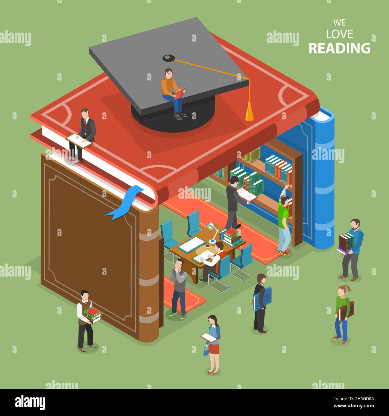 We love reading isometric flat vector concept Stock Vector Image & Art ...