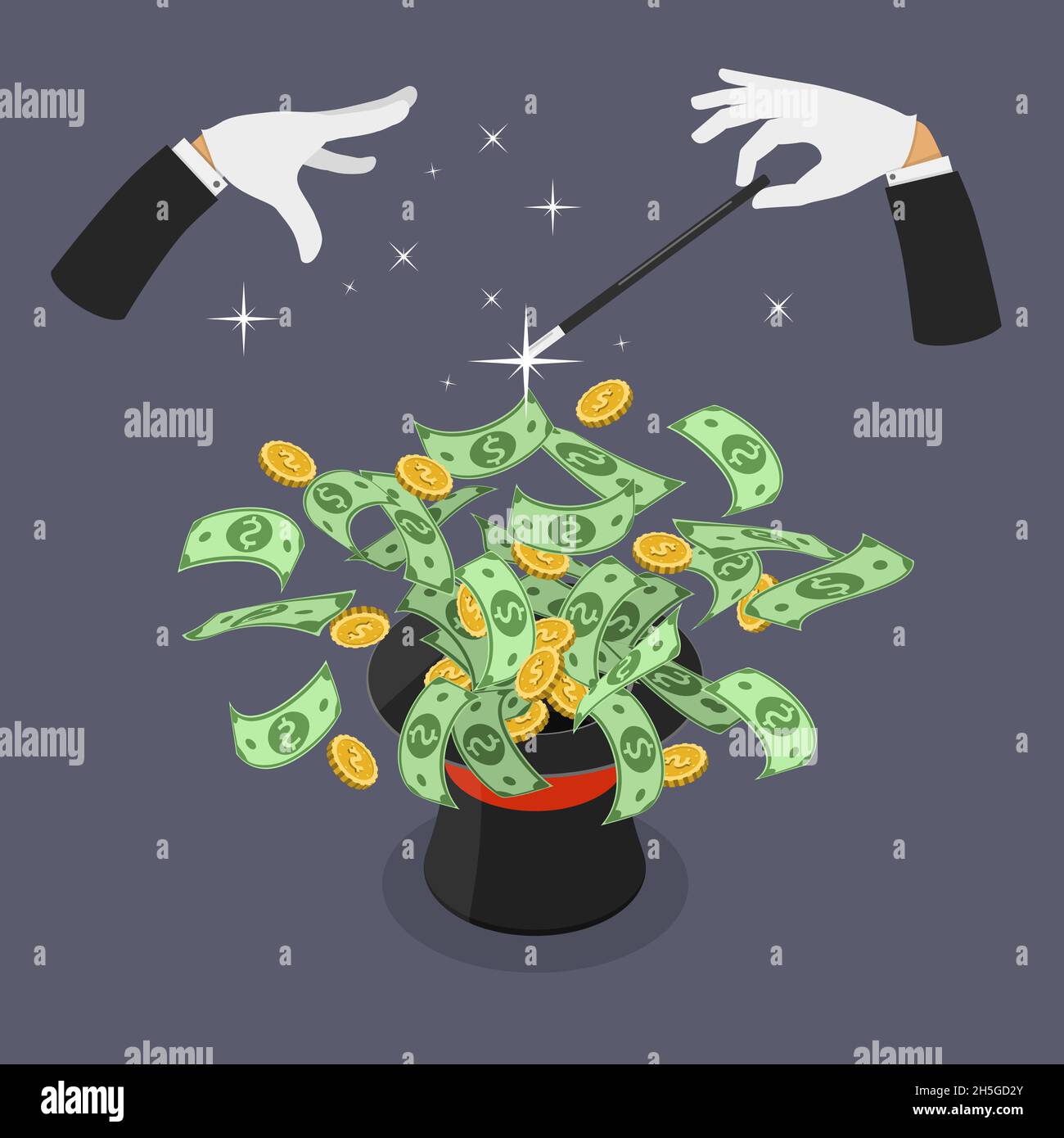 Easy money flat vector isometric illustration Stock Vector Image & Art ...