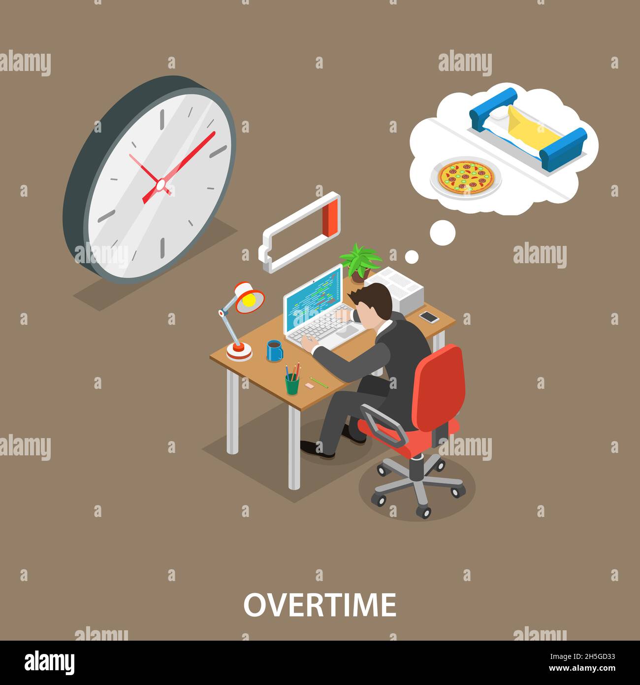 Overtime work Stock Vector Images - Alamy