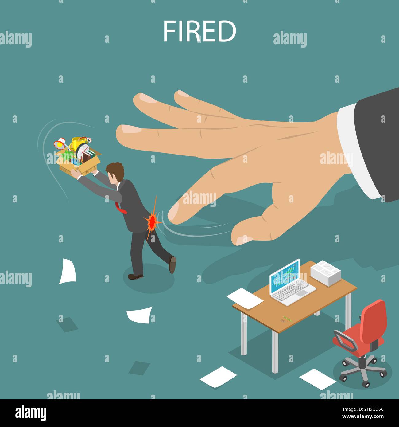 Getting fired isometric flat vector illustration Stock Vector Image ...