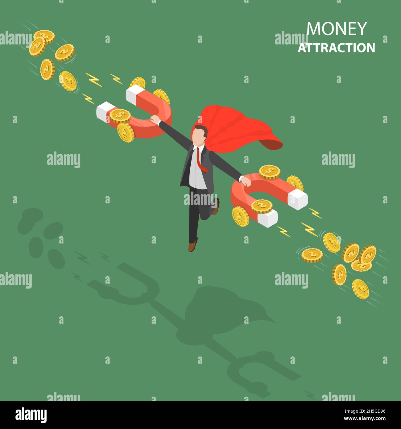 Money attraction flat isometric low poly vector concept Stock Vector ...