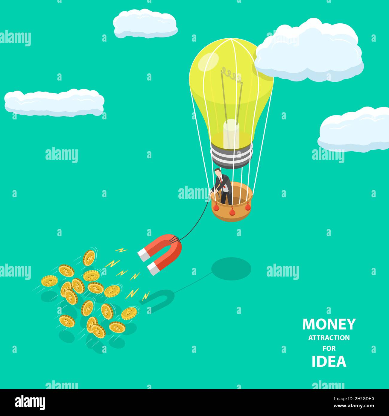 Money attraction flat isometric low poly vector concept Stock Vector ...