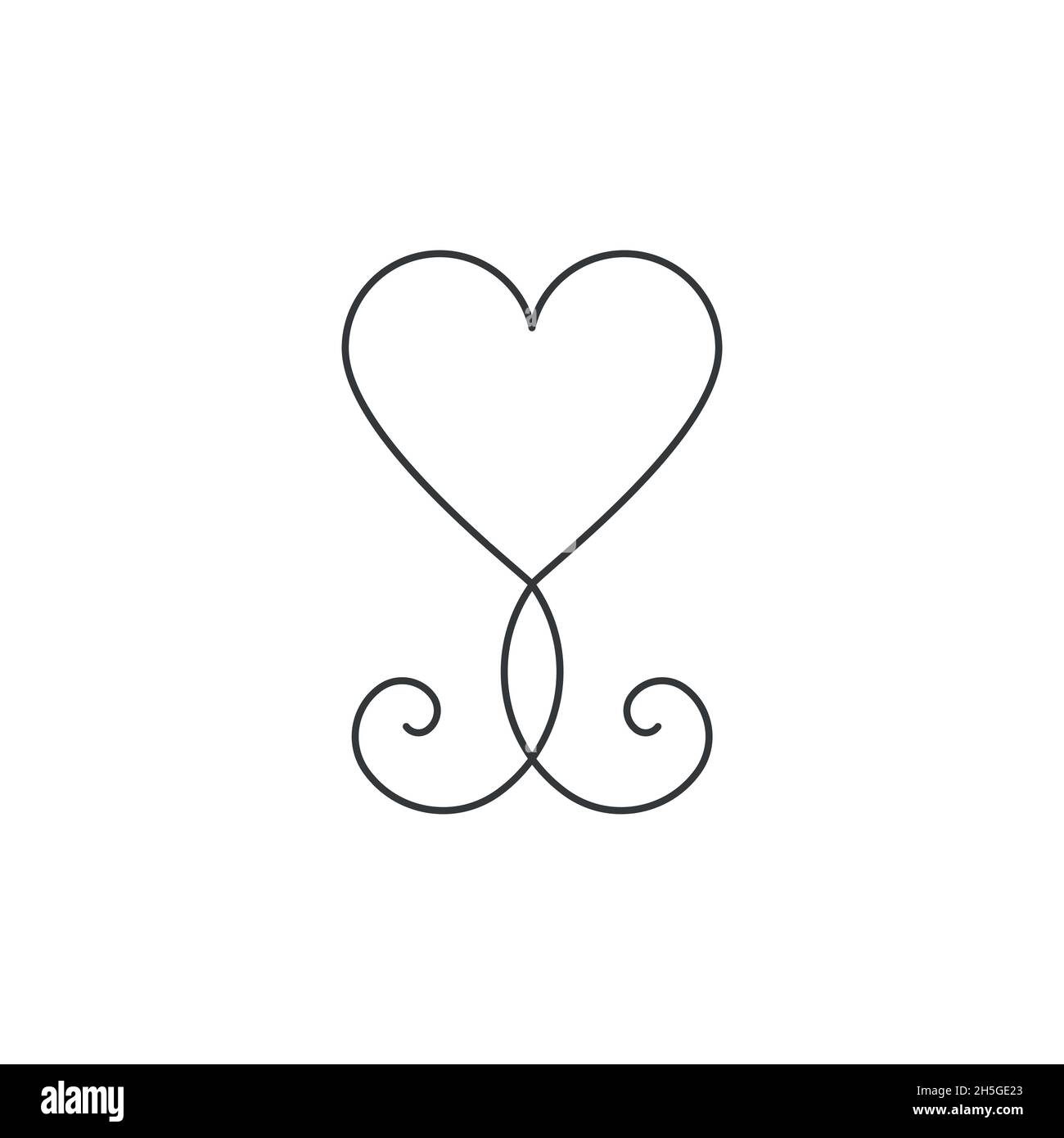 Minimal heart shape with flourishes. Vector illustration, flat design ...