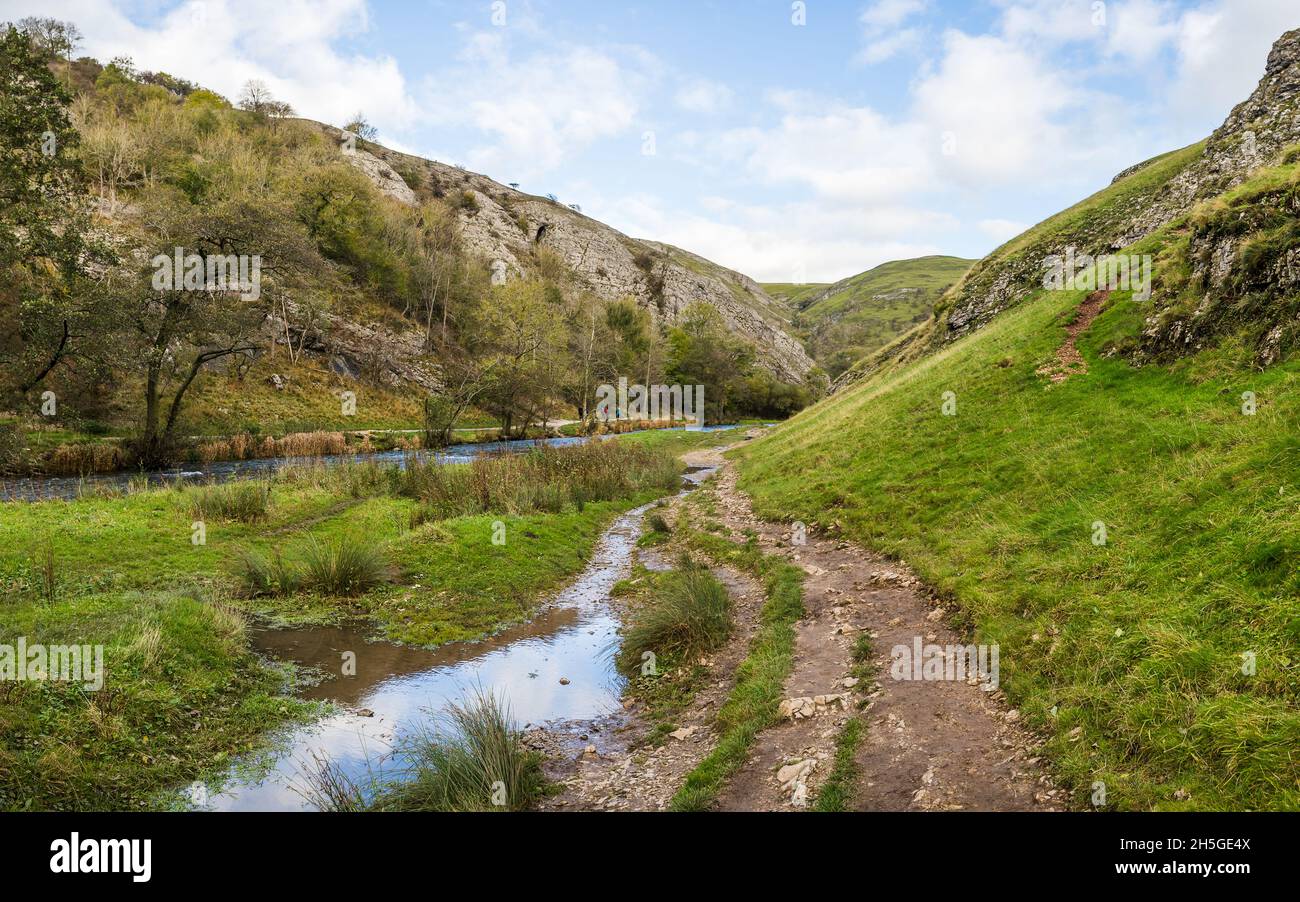 A multi image panorama looking down the stunning limestone valley of ...