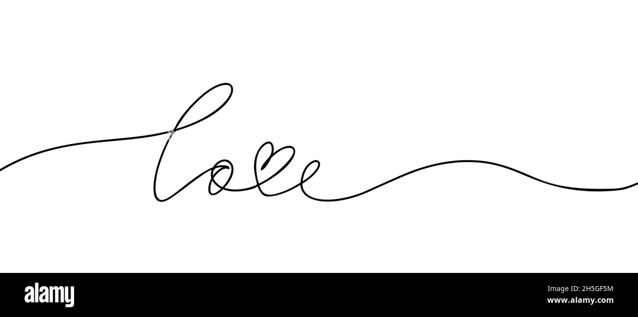 Love hand drawn continuous calligraphy. Modern ink lettering banner or ...