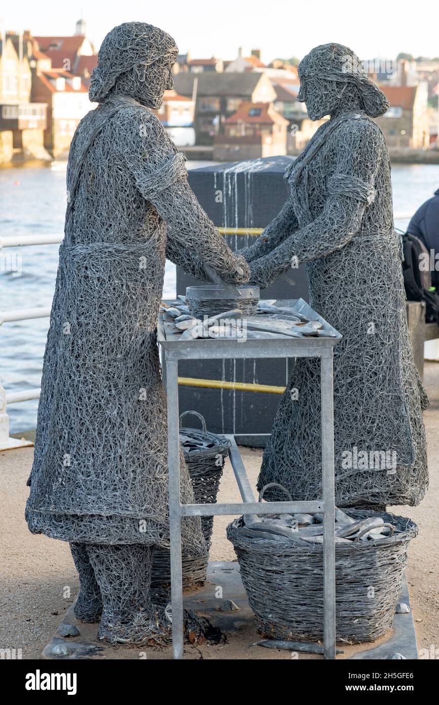 Herring Lasses statue located near the bandstand overlooking Whitby ...