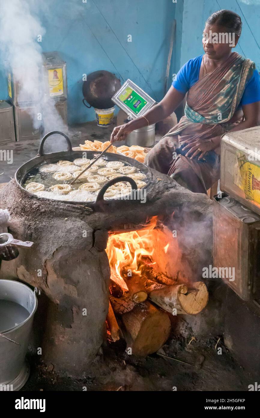 Village sweet factory in Chetinad, Tamil Nadu, India; Karaikudi ...