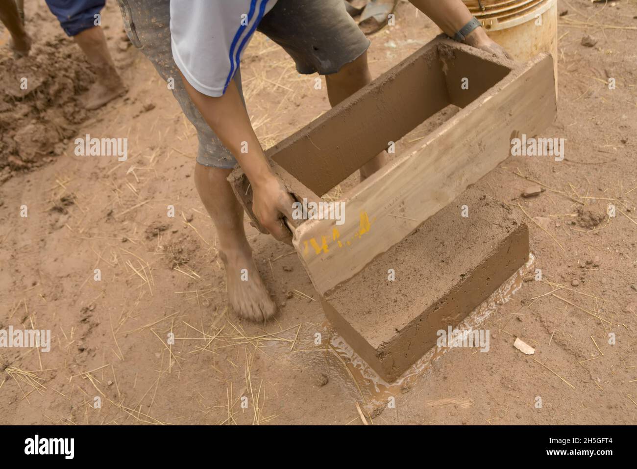 Making adobe bricks, 300 per day all made by hand, Sacred Valley of the ...
