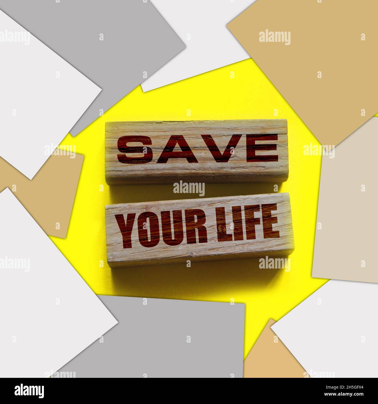 Save your life words written on wood block., Top view lifestyle ...