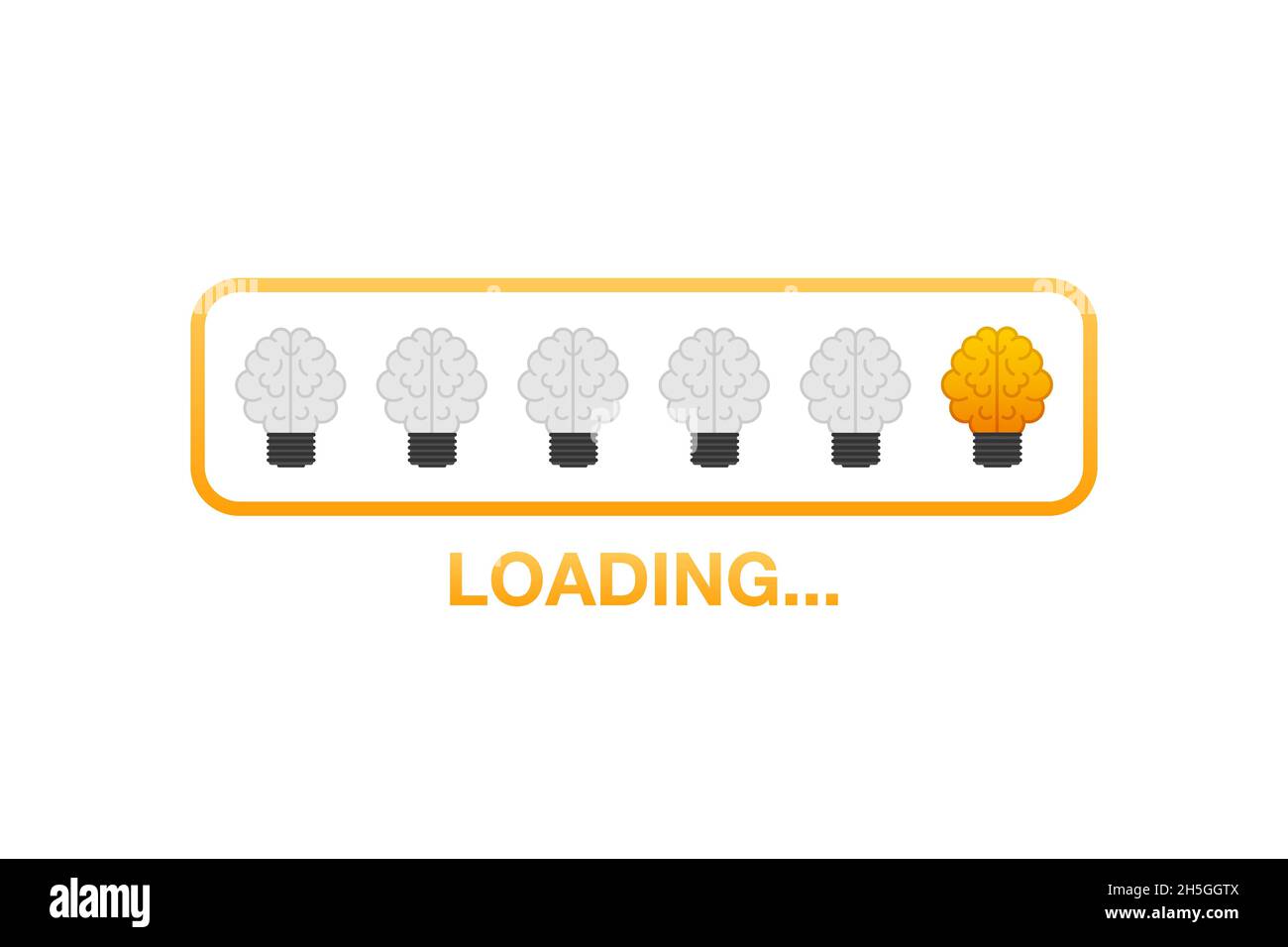 Idea loading concept with idea brain processed on a lightbulb bar ...