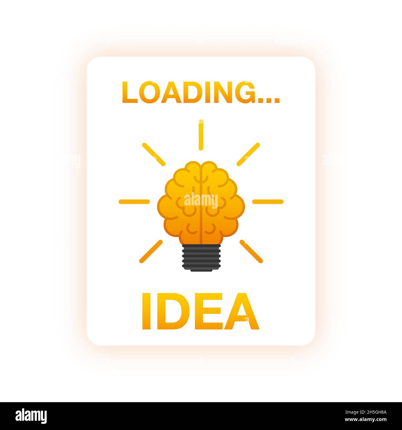 Idea loading concept with idea brain processed on a lightbulb bar ...