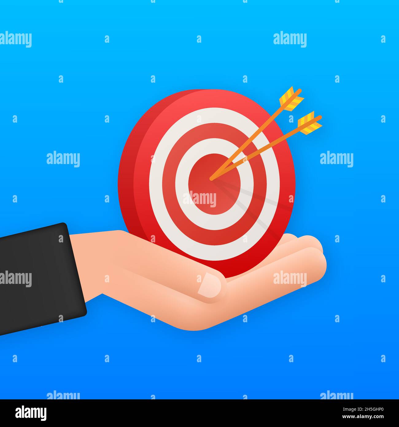 Target with an arrow on hands flat icon concept market goal vector ...