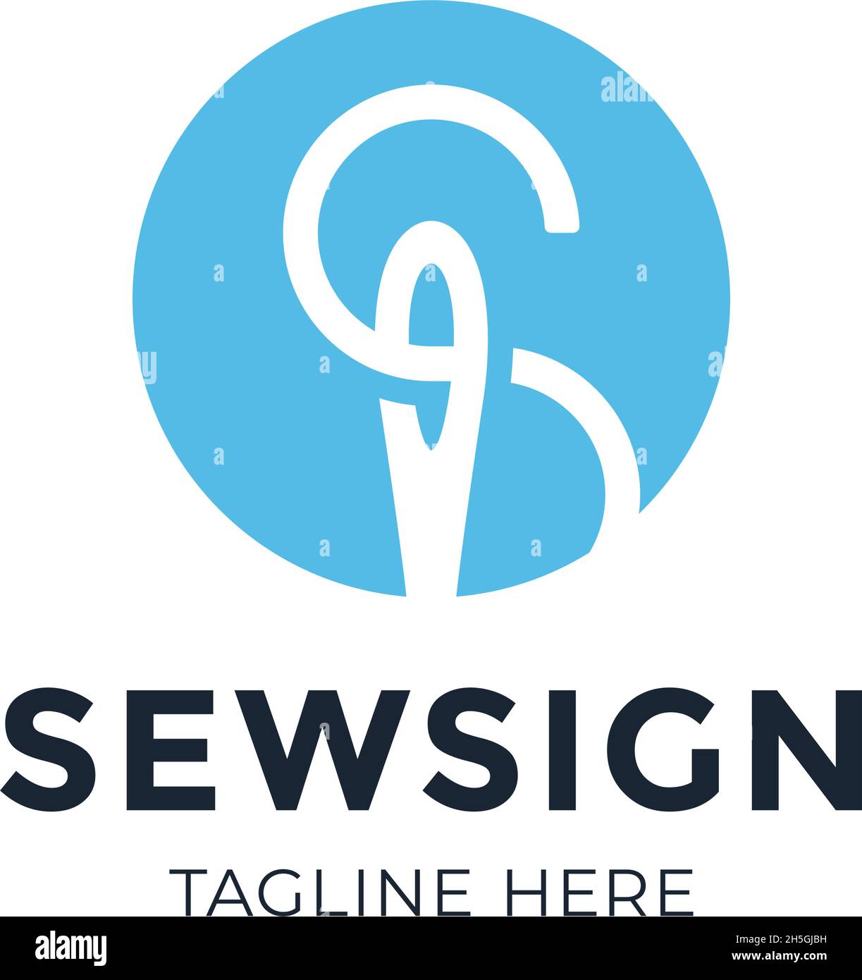 Sewing logo with Initial letter S and needle thread. Abstract Initial ...