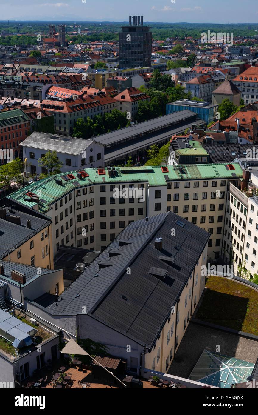22 May 2019 Munich, Germany - Munich rooftops. panoramic view of Munich ...