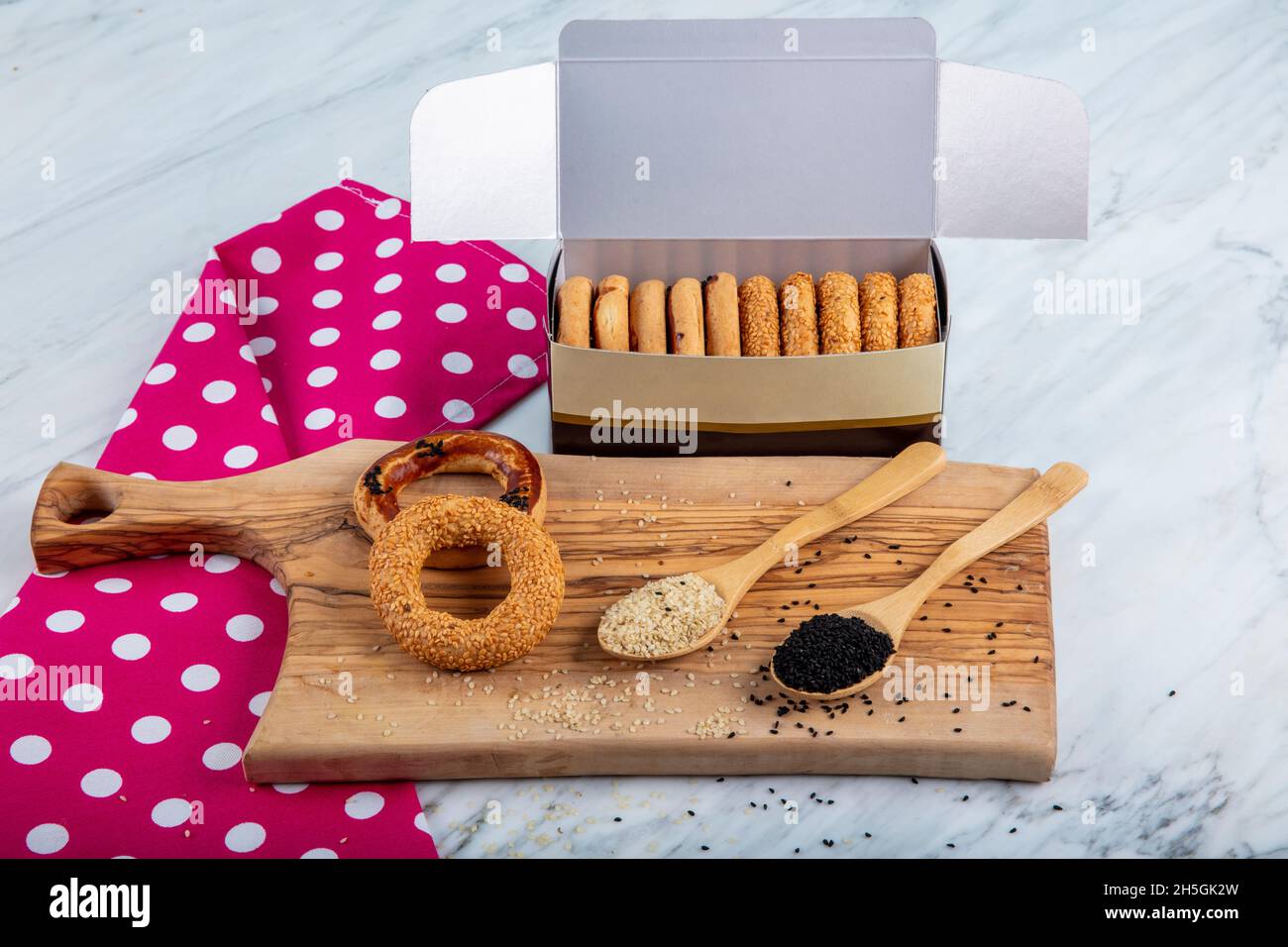 Turkish Bagel Kandil simidi with box. (stack of pastry). Turkish Pastry ...
