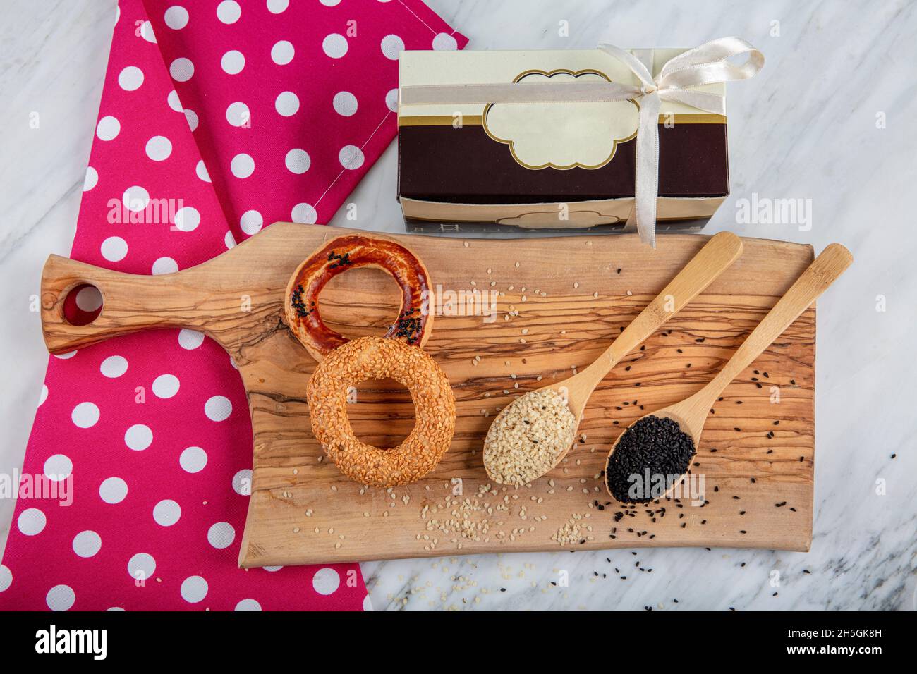Turkish Bagel Kandil simidi with box. (stack of pastry). Turkish Pastry ...