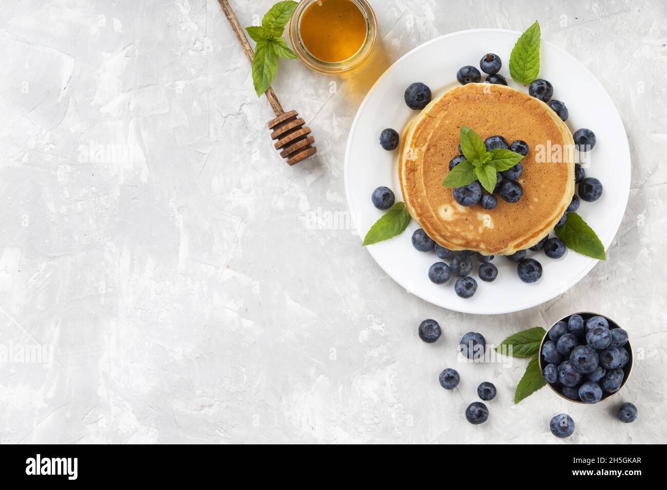 top view sweet pancakes composition with copy space. Resolution and ...