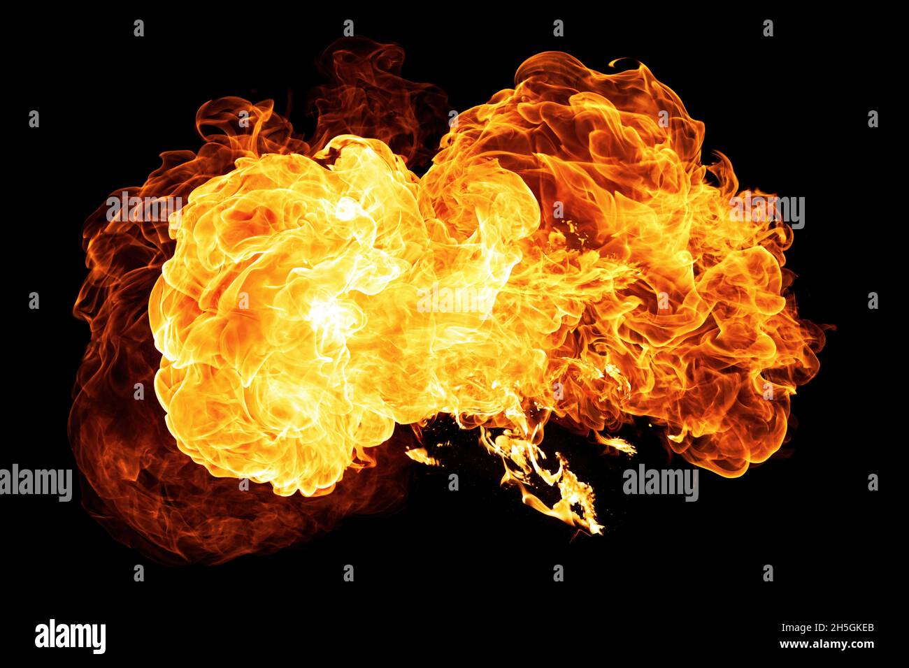 Realistic flames explosion isolated on black background Stock Photo - Alamy
