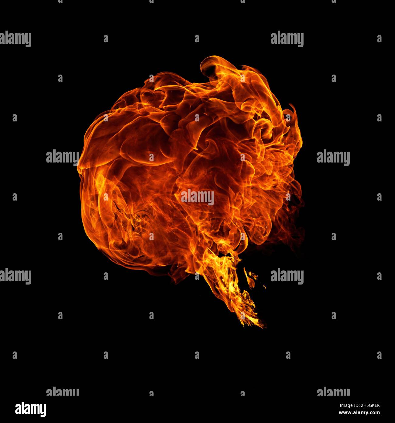 Realistic flames explosion isolated on black background Stock Photo - Alamy