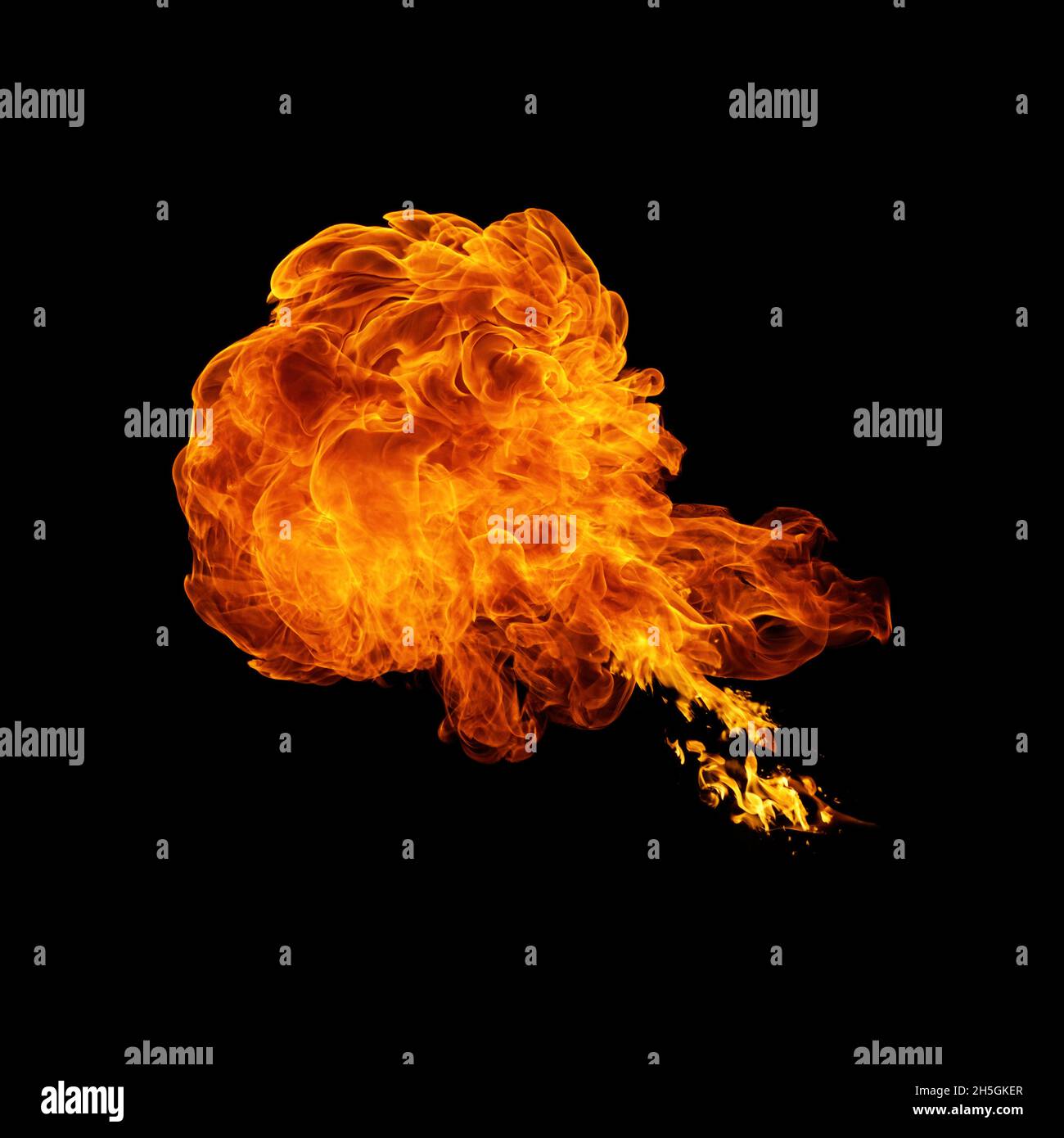 Realistic flames explosion isolated on black background Stock Photo - Alamy