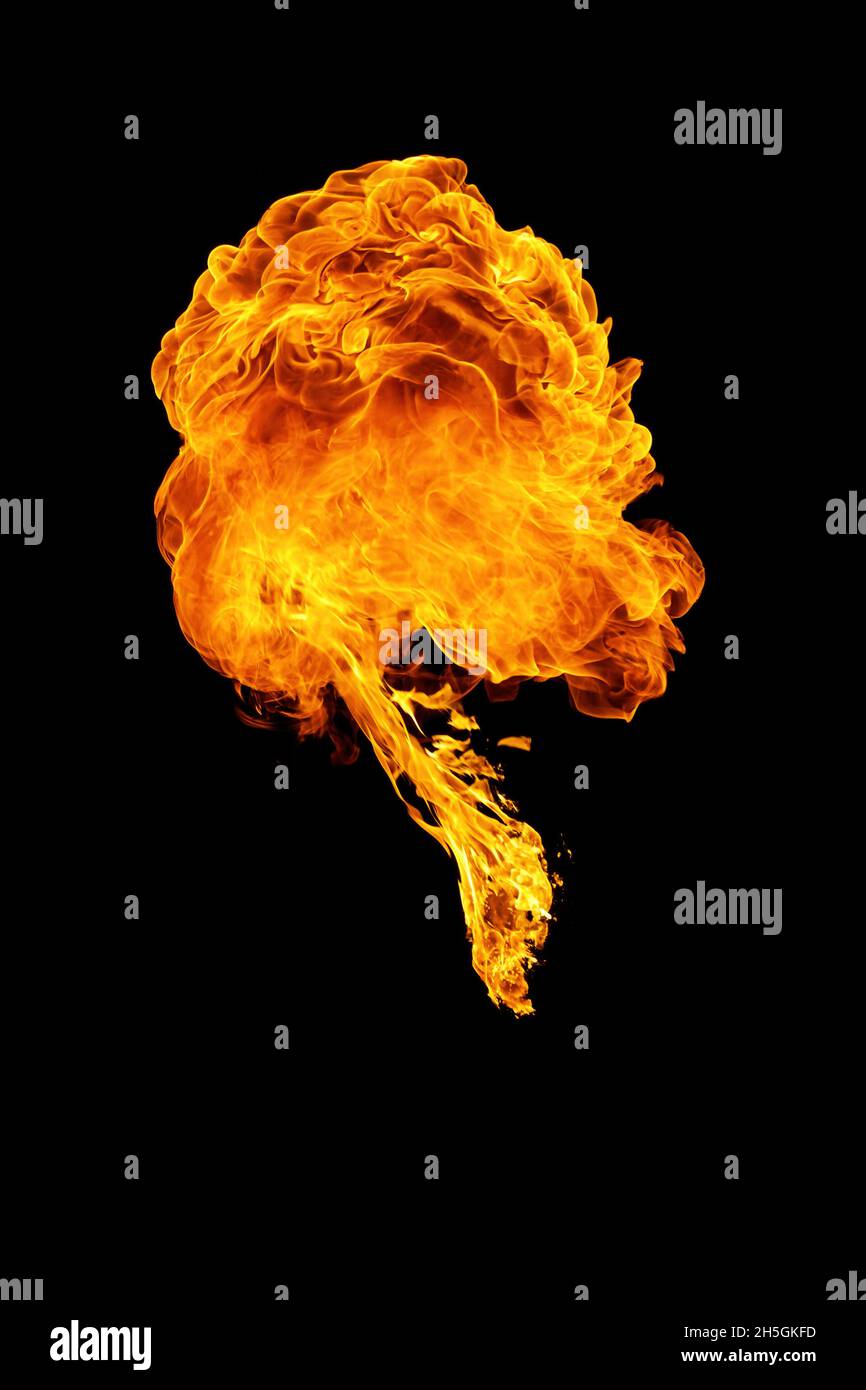 Realistic flames explosion isolated on black background Stock Photo - Alamy