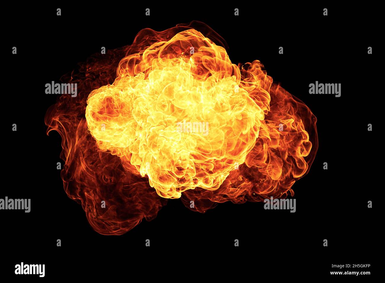 Realistic flames explosion isolated on black background Stock Photo - Alamy
