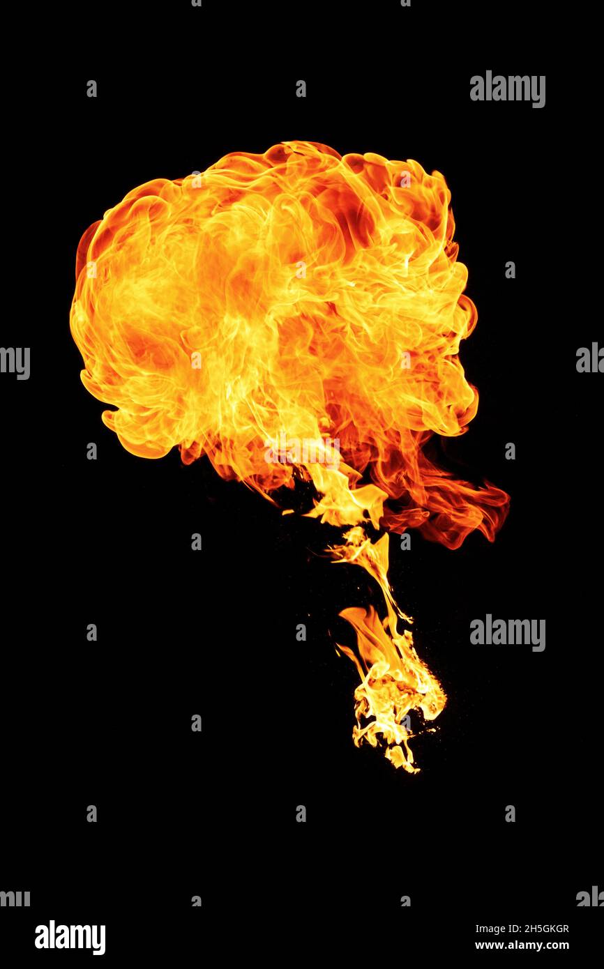 Realistic flames explosion isolated on black background Stock Photo - Alamy