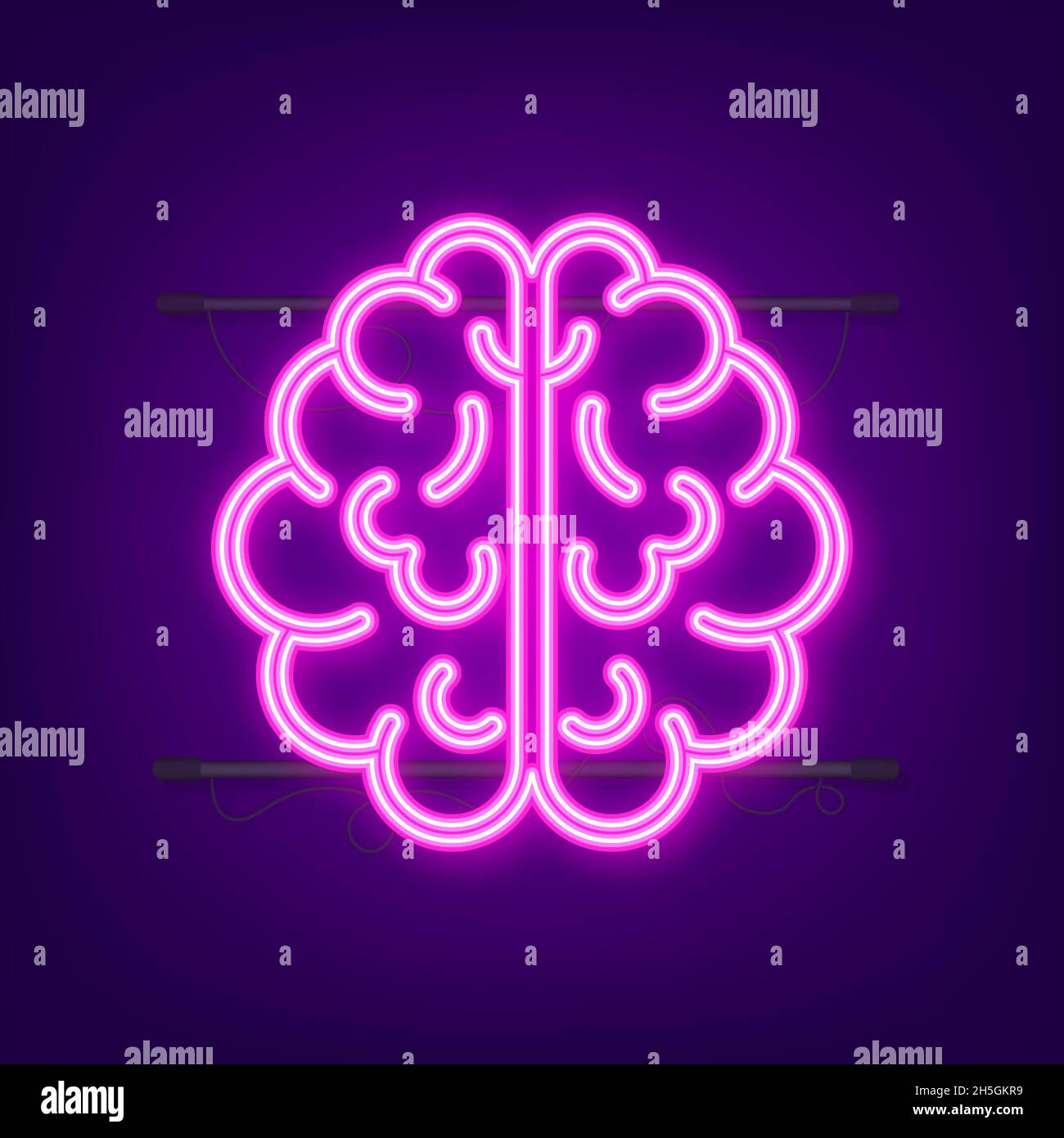 Human brain neon icon. Thinking process, brainstorming, good idea ...