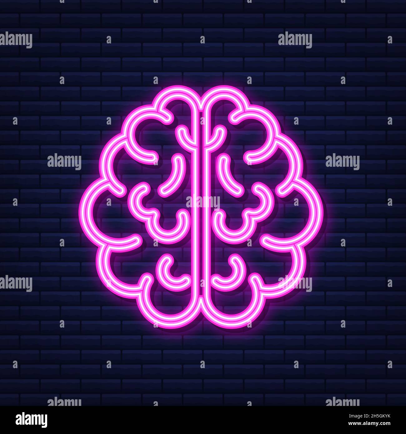 Human brain neon icon. Thinking process, brainstorming, good idea ...