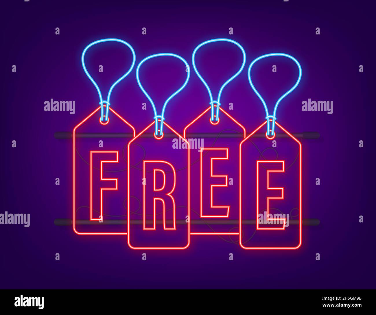 Free wording neon gift tags. Vector illustration Stock Vector Image ...