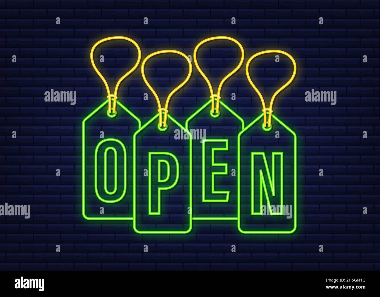 Open neon sign Stock Vector Images - Alamy