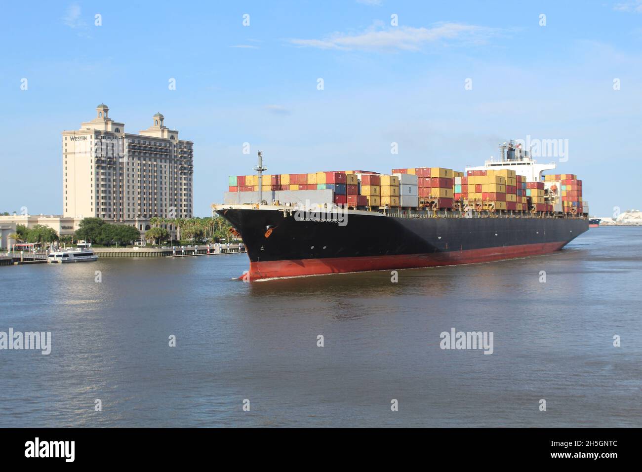 MSC Bosphorus container ship on the Savannah River in Savannah, Georgia ...