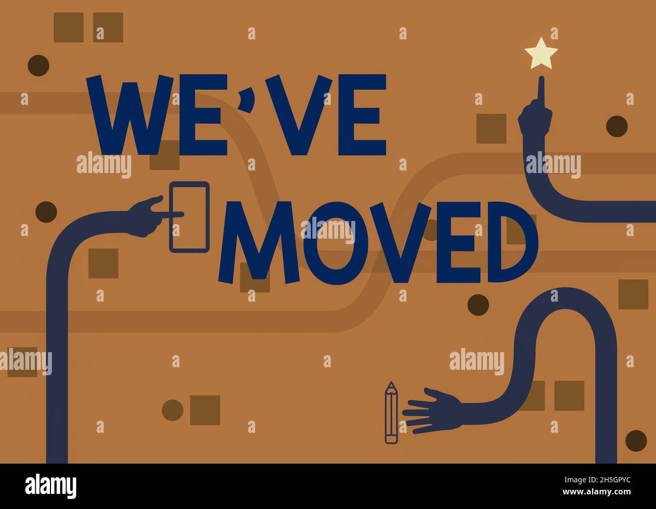 Hand writing sign We Ve Moved. Business idea having strong feelings ...