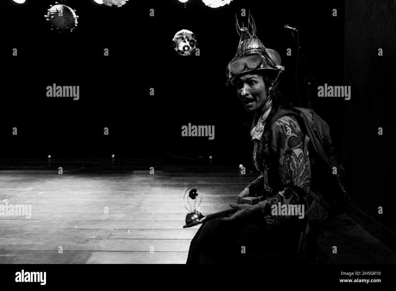 Actress representing a character on the stage of a theater. He makes ...