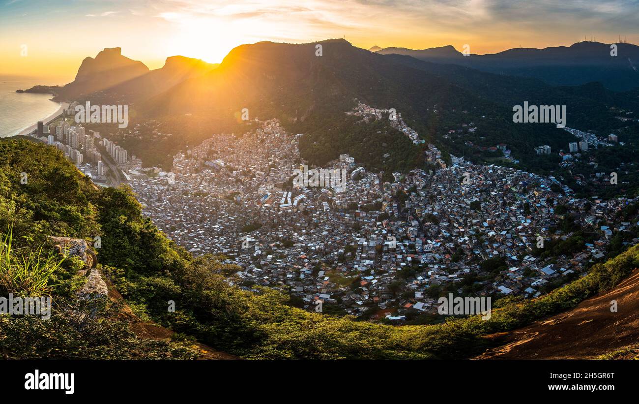 View of Rocinha, the Largest Favela in Rio de Janeiro City, by Sunset ...