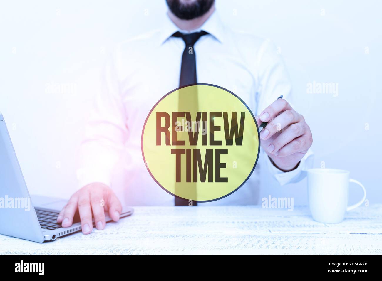 Text caption presenting Review Time. Conceptual photo to think or talk ...
