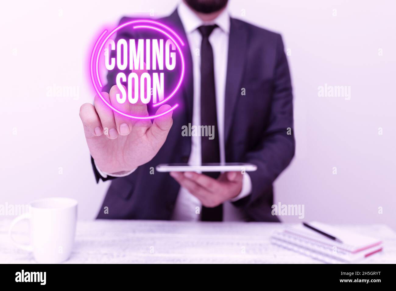 Writing displaying text Coming Soon. Business concept event or action ...