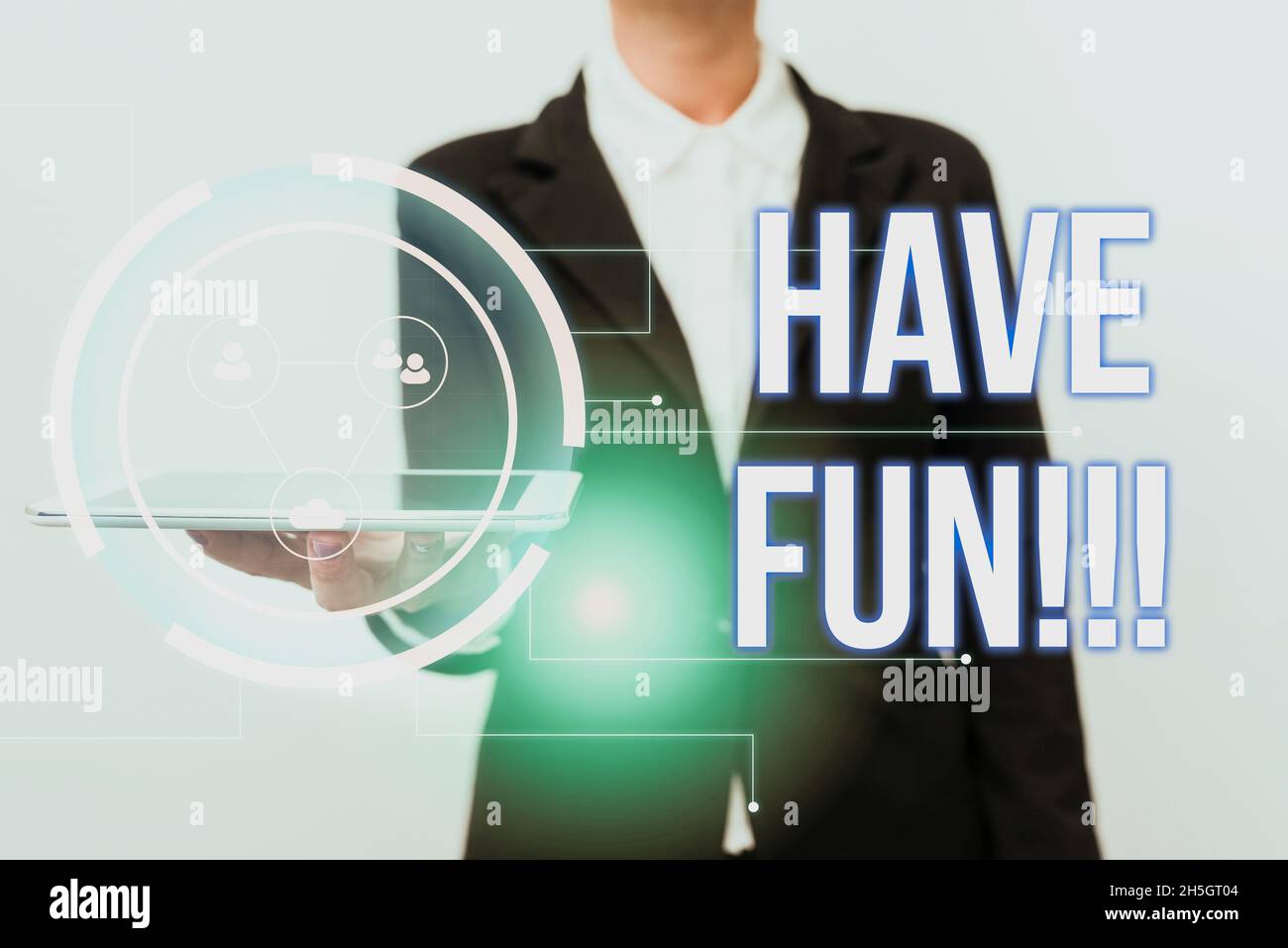 Hand writing sign Have Fun. Word Written on wish somebody good and ...