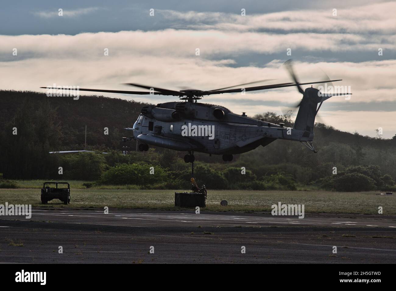 A U.S. Marine Corps CH-53E Super Stallion helicopter assigned to Marine ...