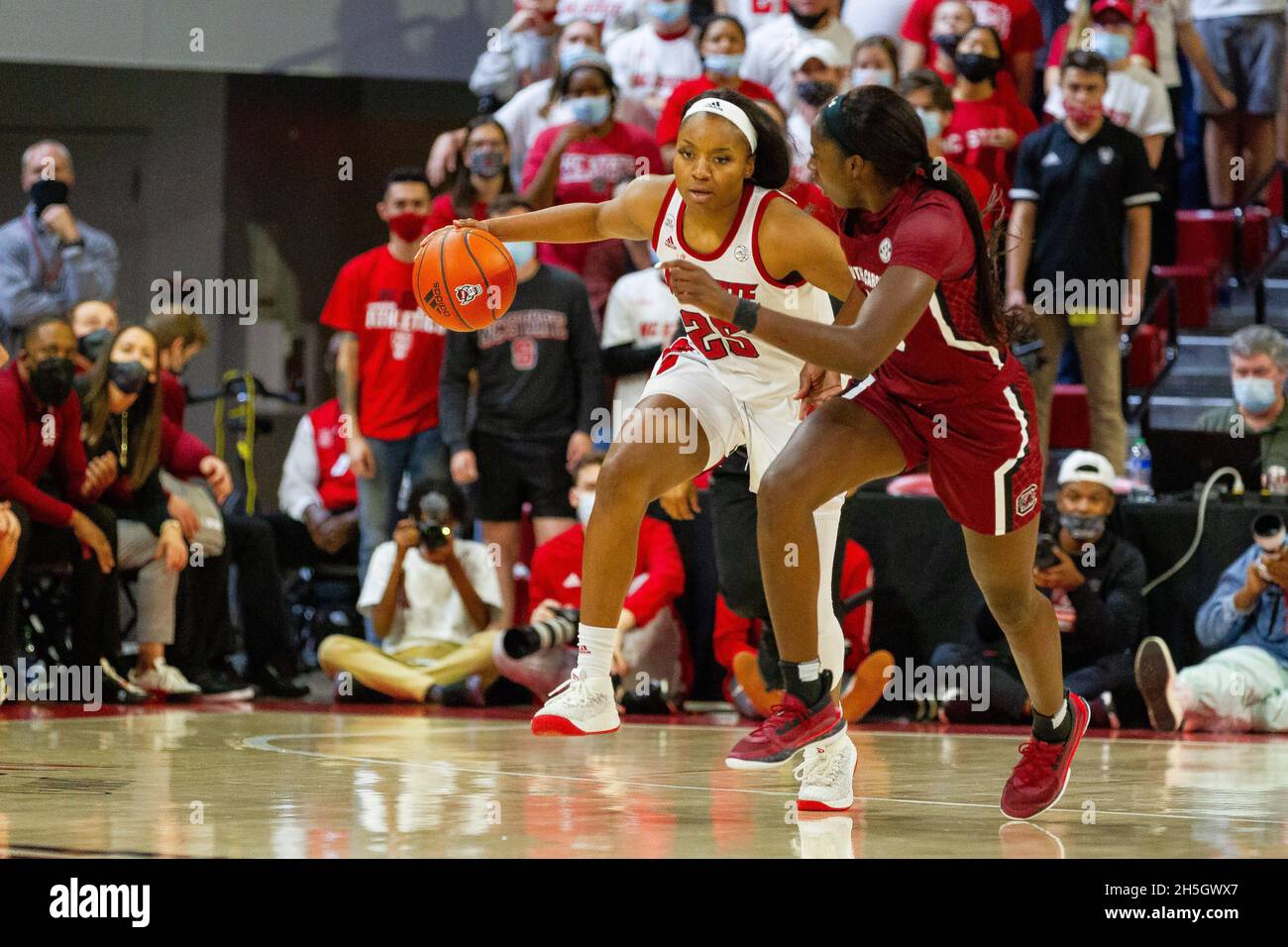 Raleigh , NC, November 9, 2021: NC State Wolfpack forward Kayla Jones ...