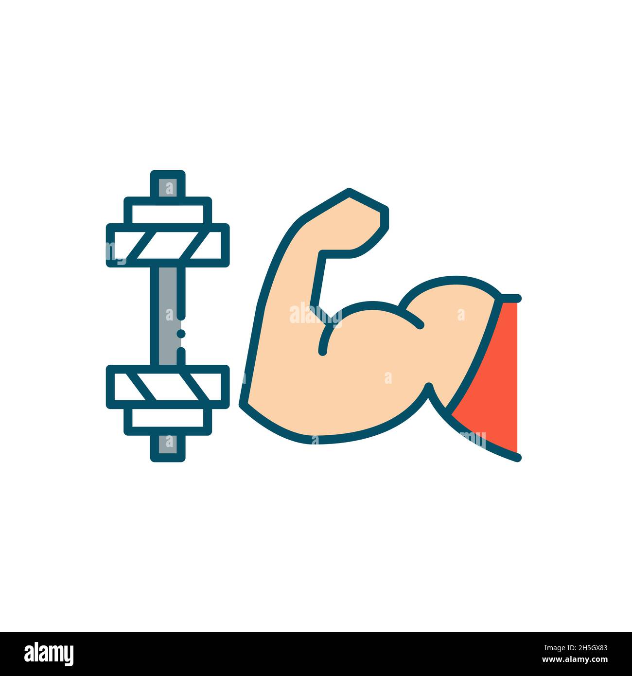 Gym muscle growth weight training. Dumbbell and strong athlete with big ...