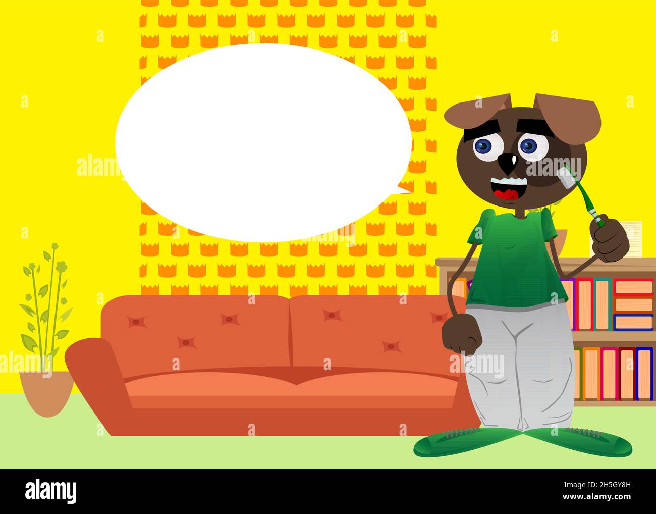 Funny cartoon dog holding toothbrush. Vector illustration Stock Vector ...