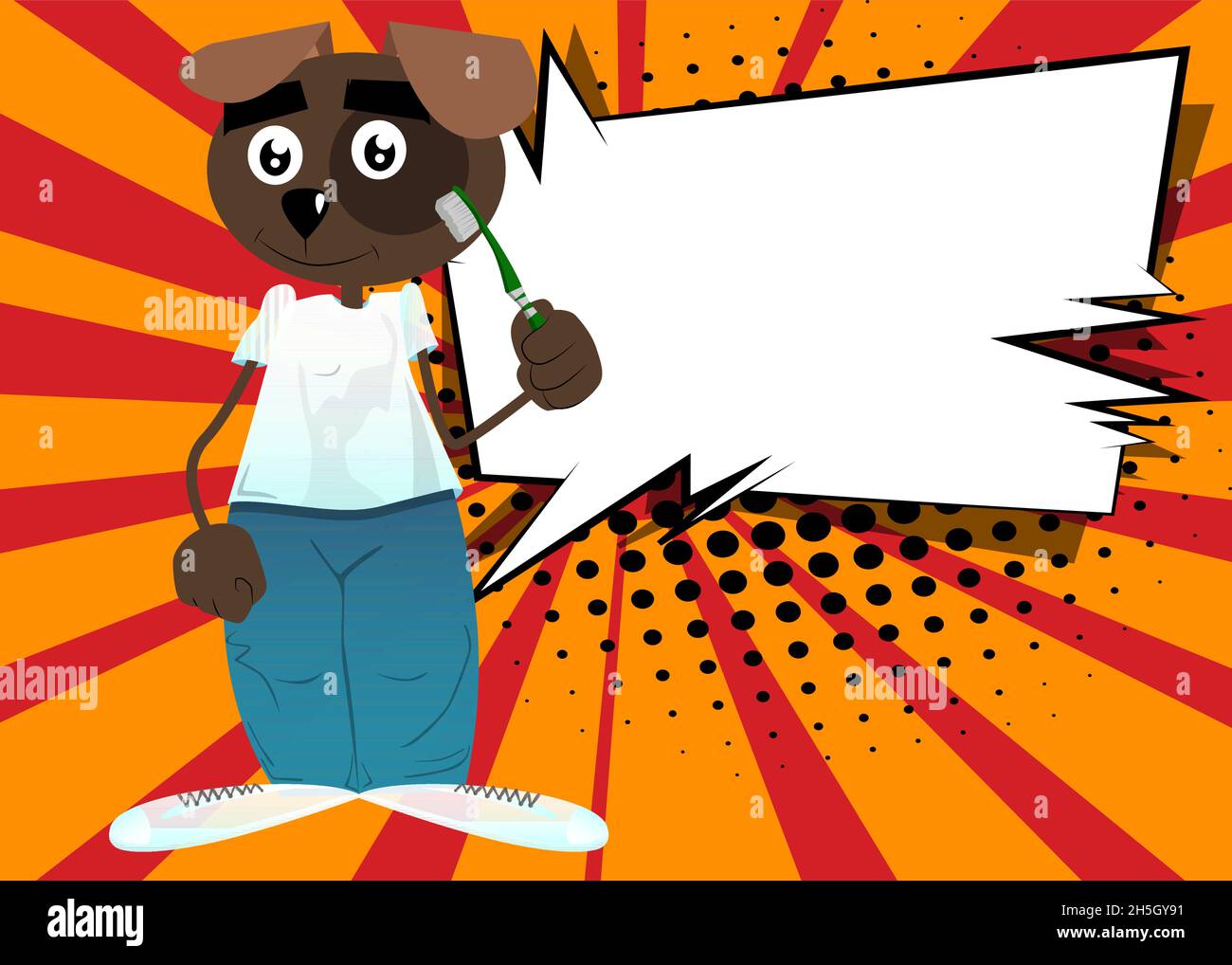 Funny cartoon dog holding toothbrush. Vector illustration Stock Vector ...