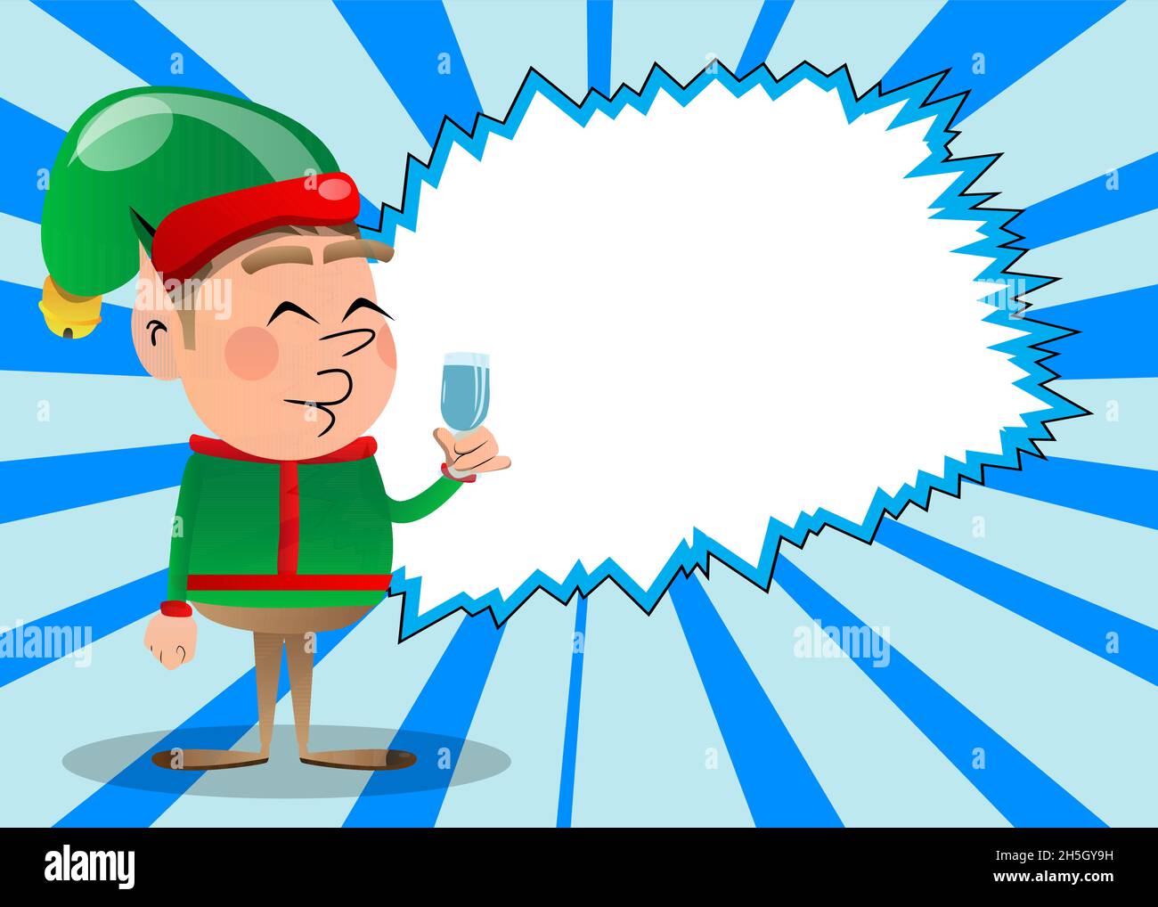 Christmas Elf with a glass of water. Vector cartoon character ...